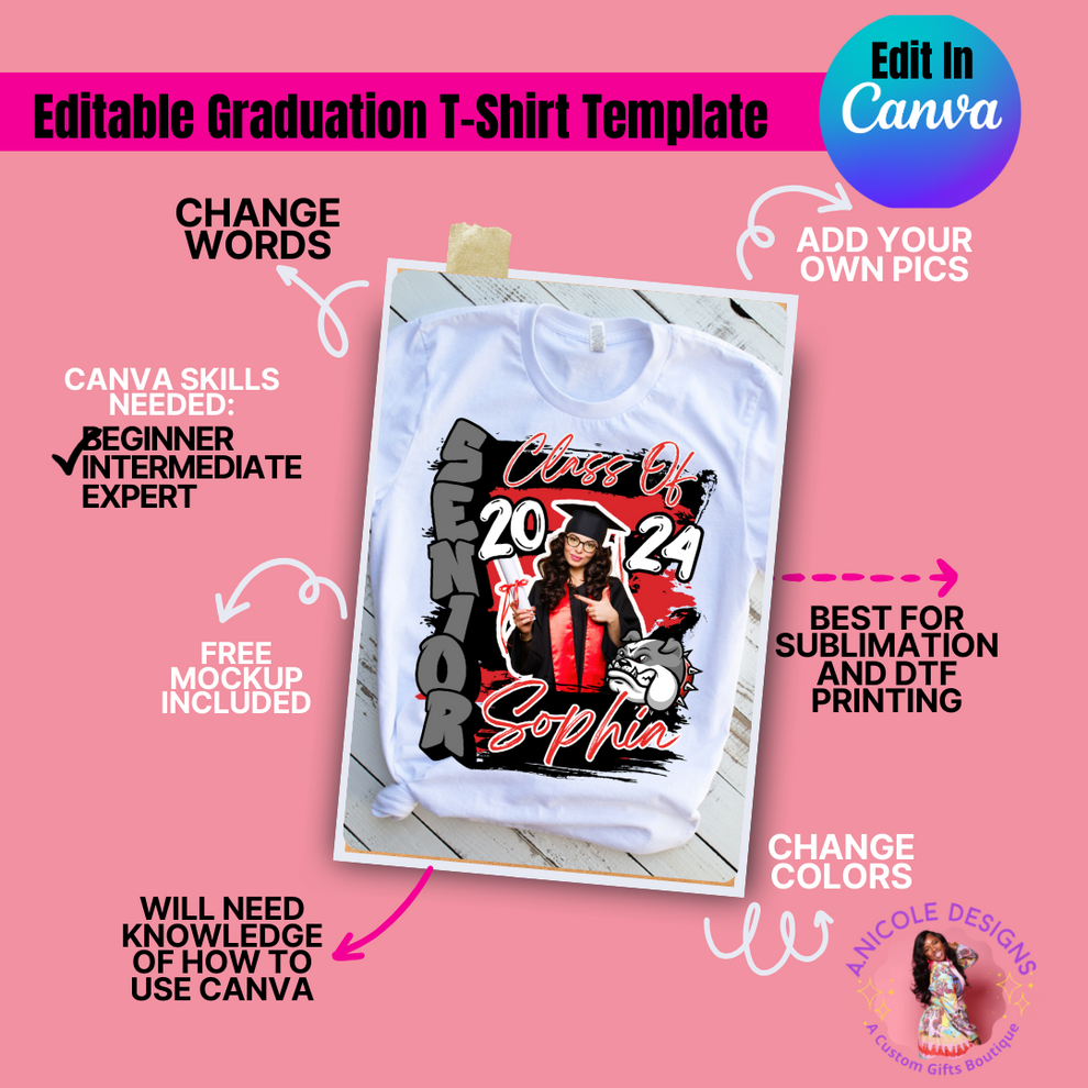 Editable Graduation T-Shirt Template #5 – A.Nicole Designs