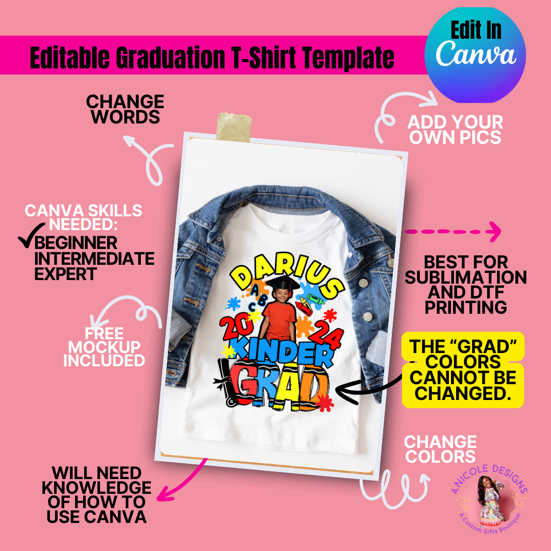 Editable Graduation T-Shirt Template #7 – A.Nicole Designs